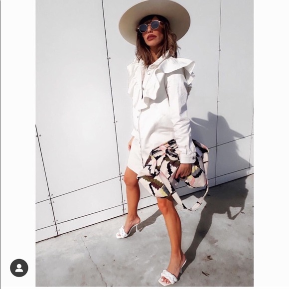 Zara | Dresses | Zara White Ruffle Mini Denim Dress | Poshmark